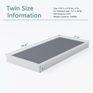 XINXINYAN Twin Box Spring 5 Inch High,Heavy Duty Mattress Foundation,Sturdy Metal Twin Box Spring Only with Fabric Cover Set, Easy Assembly, Noise Free