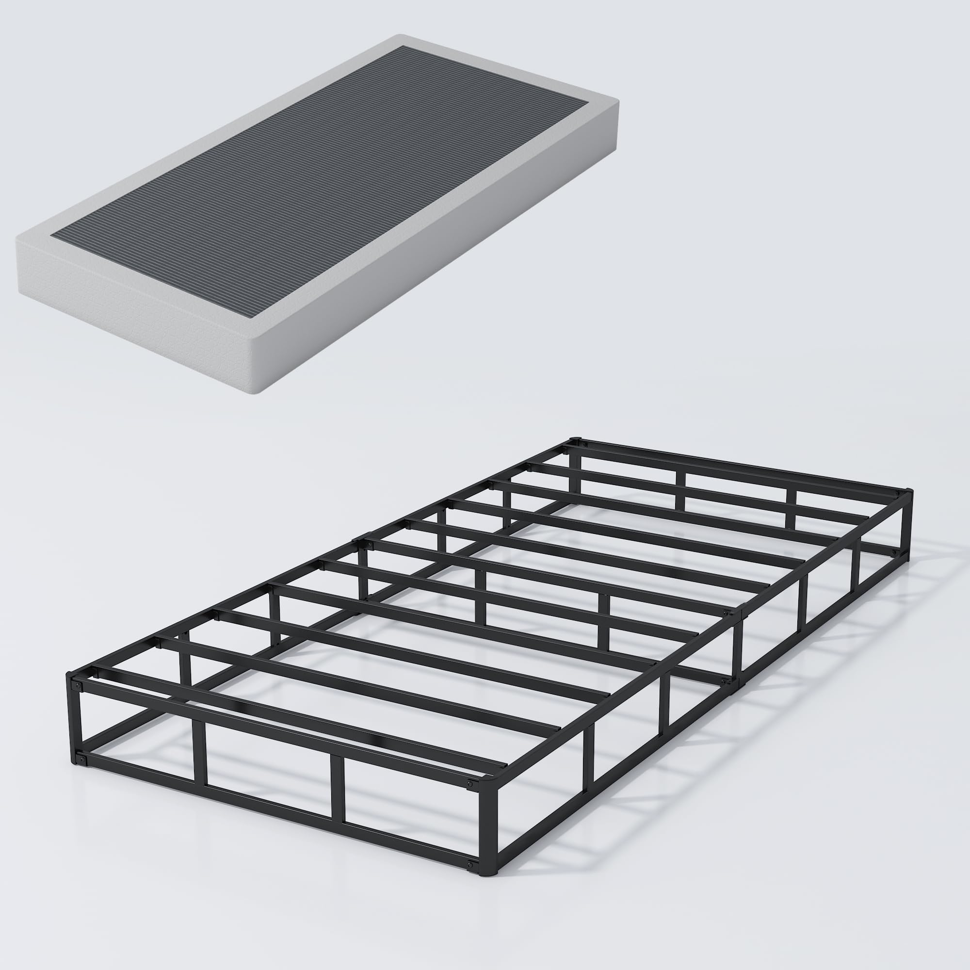 XINXINYAN Twin Box Spring 5 Inch High,Heavy Duty Mattress Foundation,Sturdy Metal Twin Box Spring Only with Fabric Cover Set, Easy Assembly, Noise Free