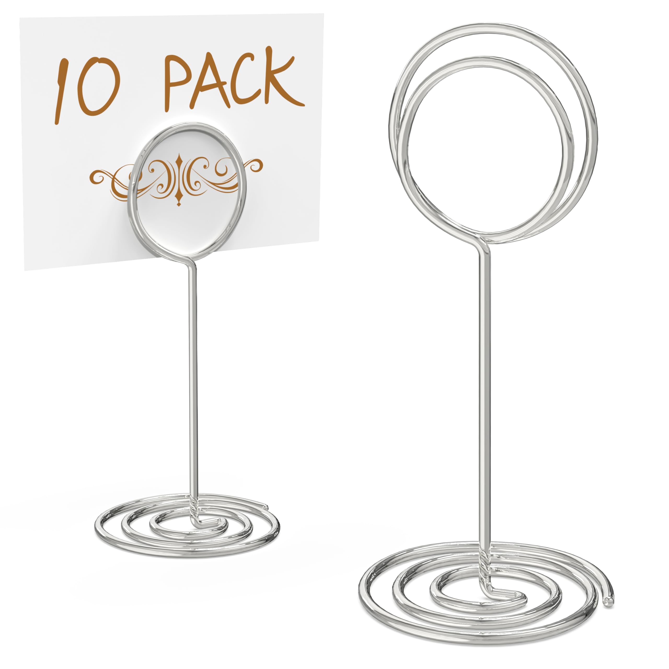 10 Pack Table Number Holders for Wedding - Silver Place Card Holder - Table Sign Holders - Picture - Photo Holders for Tables - Mini Table Number Stands Silver - Small Table Number Holders Clip Stand