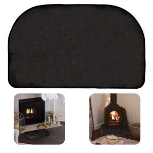 nqeuepn fireplace mat, 42x24 inch hearth pad half round fire flame resistant floor covering protection heat proof grill mat for wood stove indoor outdoor (black)