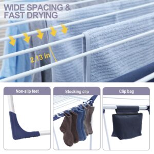 APEXCHASER Clothes Drying Rack, Foldable Laundry Rack with Sock Clips, Indoor/Outdoor for Towels, Clothes, Dress