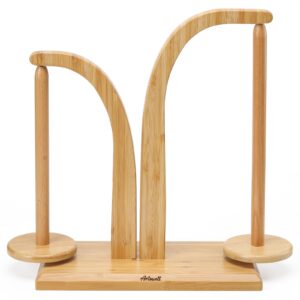 yarn holder for knitting and crocheting,wooden yarn spinner with 2 spindles by artowell,an ideal gift for knitting enthusiasts knitting,wool storage for knitting lovers in original bamboo color