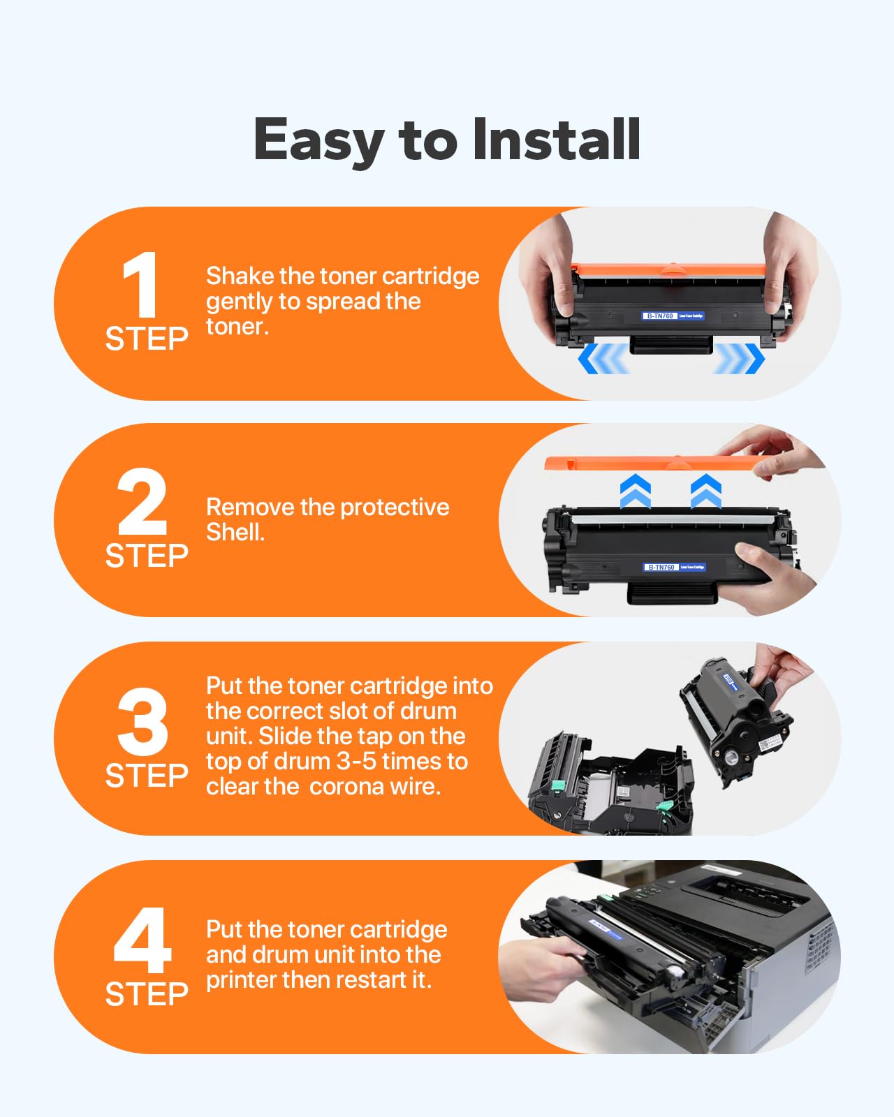 OtterOffice TN760 Toner Cartridge Replacement Compatible for Brother TN760 TN 730 Toner TN-730/TN-760 to Compatible with DCP-L2550DW HL-L2350DW HL-L2370DW HL-L2370DWXL HL-L2395DW MFC-L2710DW, Black