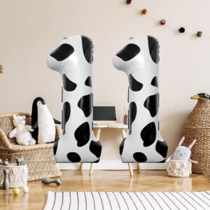 YFHVJTKO 40 Inch Cow Number 11 Foil Balloons 11 Celebration Decorations for Happy 11th Birthday Party Wedding Bridal Shower Engagement Photo Shoot Anniversary Decoration, Number 11 Black White Balloon