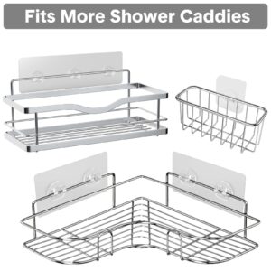 FEPTUASE 14 Pack Shower Caddy Adhesive Replacement, Transparent Strong Adhesive Hooks, No Drilling, Waterproof Wall Hooks for Shower Caddy, Bathroom Storage Shelves and Kitchen Racks