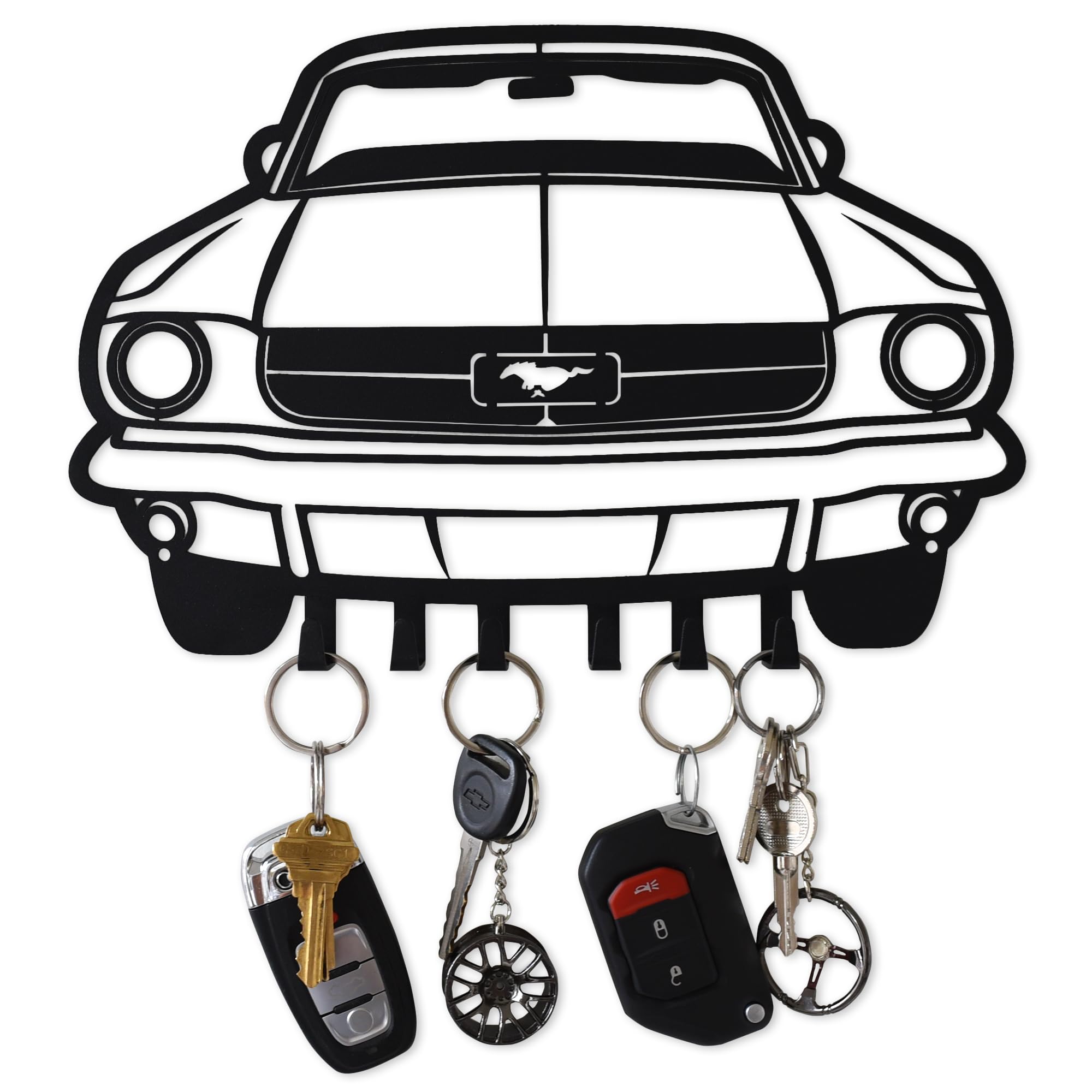 MOOH Car Key Holder for Wall - Metal Automotive Key Holder with 6 Hooks - Unique Car Gift for Men, Women, Car Lovers & Enthusiasts - Cool Man Cave Decor