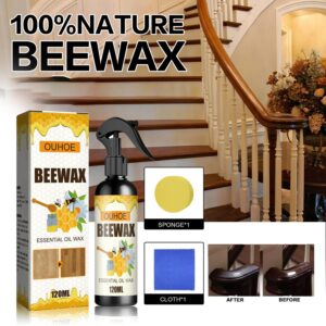 YG LianKai 3PC Natural Micro-Molecularized Beeswax Spray,Beeswax Furniture Polish Spray,Original Beeswax Furniture Polish,Beeswax Spray Cleaner,Furniture Beeswax Spray(120ml+Sponge+Cloth)