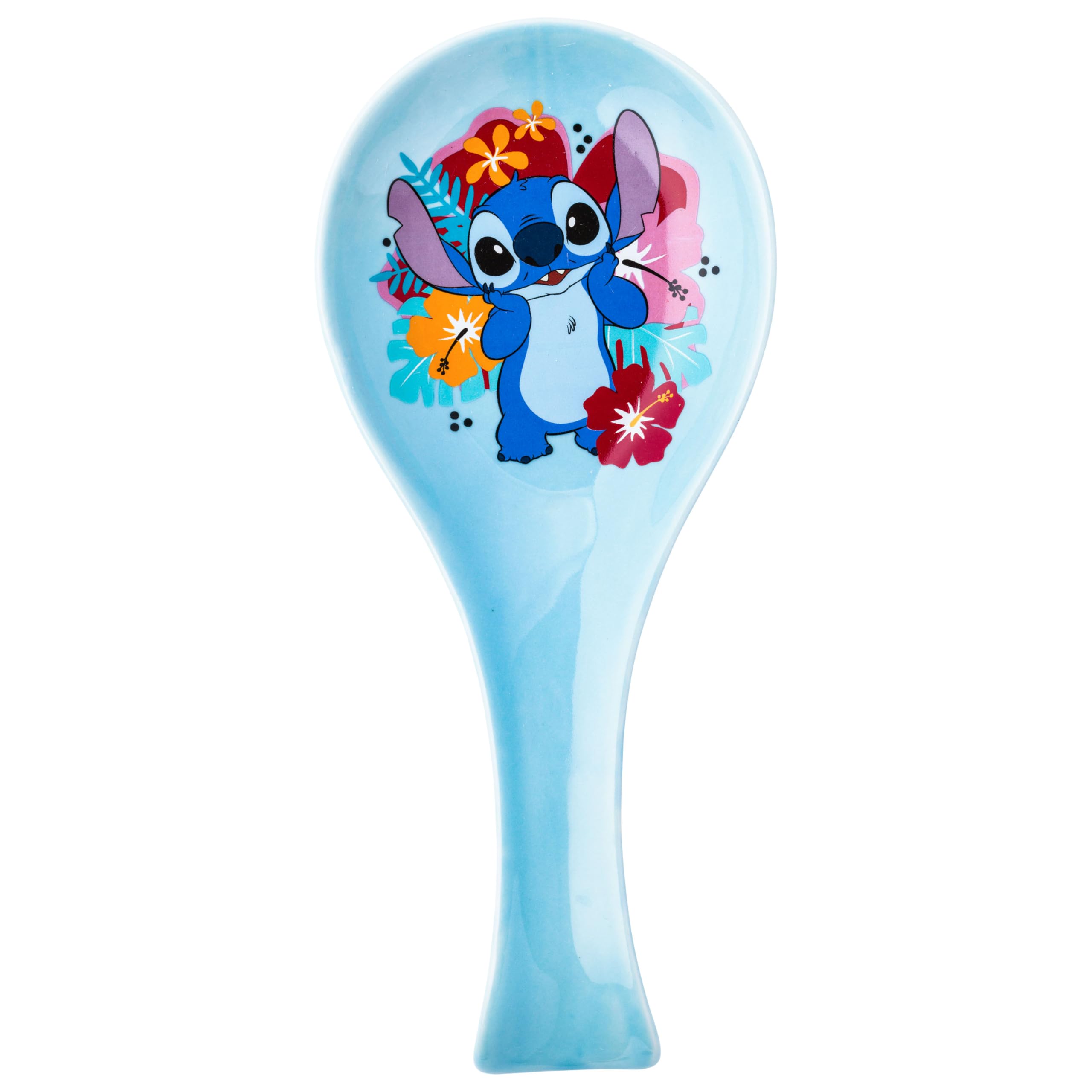 Silver Buffalo Lilo and Stitch Sweet Face Flower Patch Ceramic Spoon Rest