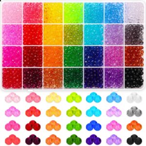 paxcoo 1820pcs crystal beads for jewelry making, crystal acrylic beads faceted jewelry beads bicone gem beads for jewelry making (6 mm)