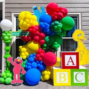 MOMOSHERO 165Pcs Red Blue Yellow Green Balloon Arch Garland Kit,with Star Foil Balloon Double Stuffed Red Blue Balloons for Super Bro Carnival Themed Birthday Party Decorations Video Game Baby Shower