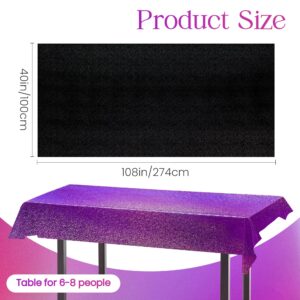 Just Shimmer 2 Pcs Black & Purple Holographic Laser Tablecloths Iridescence Shiny Table Covers 40" x 108" Halloween Decorations Space Plastic Table Cloths for Birthday Party Wedding Events Supplies