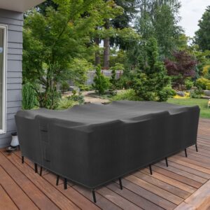 KHOMO GEAR - Patio Table & Chair Set Cover - Durable and Water Resistant Outdoor Furniture Cover (128”L x 82”W x 25”H)