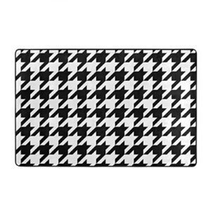 luxurious area rugs big size play mat for kitchen playroom - black and white houndstooth 60 x 39 inch floor pad rugs, indoor/outdoor entryway rug non skid backing