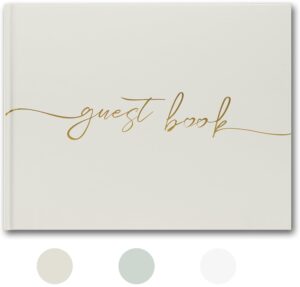 lssh gmbh guest book - elegant wedding guest book with 100 blank pages, baby shower, birthday, graduation and special events -wedding sign in, photos (beige)