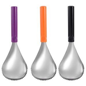 logofun 3pcs halloween pumpkin carving kit pumpkin carving tools set stainless steel pumpkin scooper pulp separator - orange+purple+black