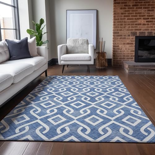 Addison Rugs Chantille ACN621 Blue 2'6" x 3'10" Indoor Outdoor Area Rug, Easy Clean, Machine Washable, Non Shedding, Bedroom, Living Room, Dining Room, Kitchen, Patio Rug