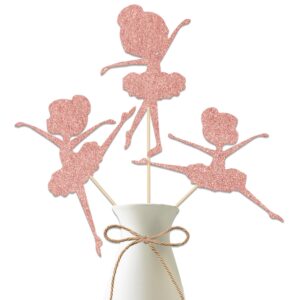 12 pcs ballerina party centerpiece sticks, ballet birthday party decorations， tutu cute ballerina baby shower decoration, dancing girl wedding party supplies rose gold