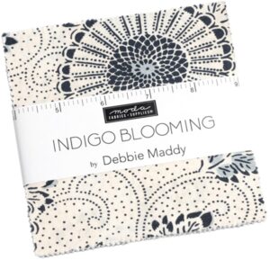 indigo blooming charm pack by debbie maddy; 42-5" precut fabric quilt squares