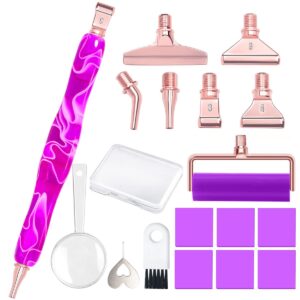 praise v do ergonomic diamond painting art drill bead dot pen kit with screw steel silver metal tip nibs placers roller tool accessories for 5d diamond paint purple