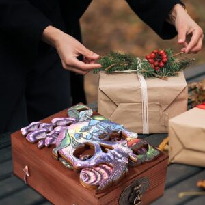 Skull and Nature Hidden Key Wooden Box, Themed Skull Art Hidden Key Box Halloween decryption game props hidden box, Gothic Halloween Horror Props Horror Decoration, Gothic Wooden Keepsake Memory Box