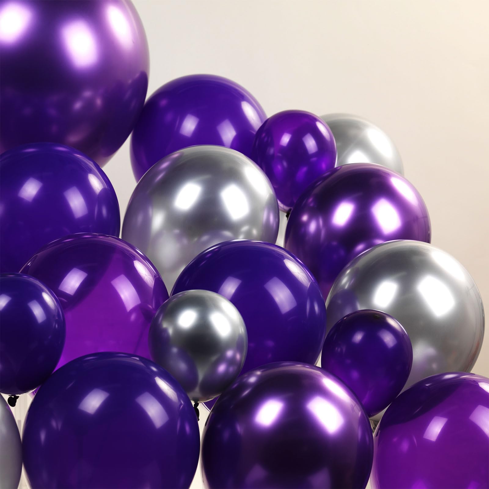 yeewaka chrome purple silver disco balloon garland arch kit 120pcs dark purple & metallic purple balloons with disco ball star balloons for birthday 2024 New year eve prom party decorations