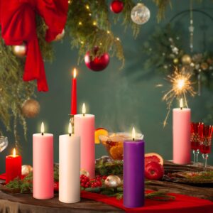 VIHOSE 5 Pcs 6'' Advent Candles Purple Pink White Flameless LED Pillar Candle Set Centerpiece Wreath Accessories Home Decor Seasonal Church Supplies for Xmas Advent Wreath