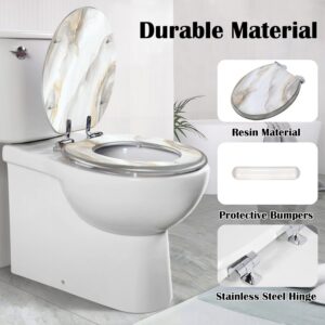 Elongated Toilet Seat marble grunge texture crack pattern Resin Toilet Seat Quietly Slow Close with Quick-Release Hinges Toilet Seat with Cover Easy to Clean Install