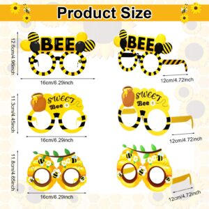 Threan 32 Pieces Bee Party Supplies Bulk Bee Glasses Honeycomb Sunflower Paper Eyeglasses for Summer Bee Flower Birthday Party Baby Shower Costume Photo Booth Props Decorations Supplies