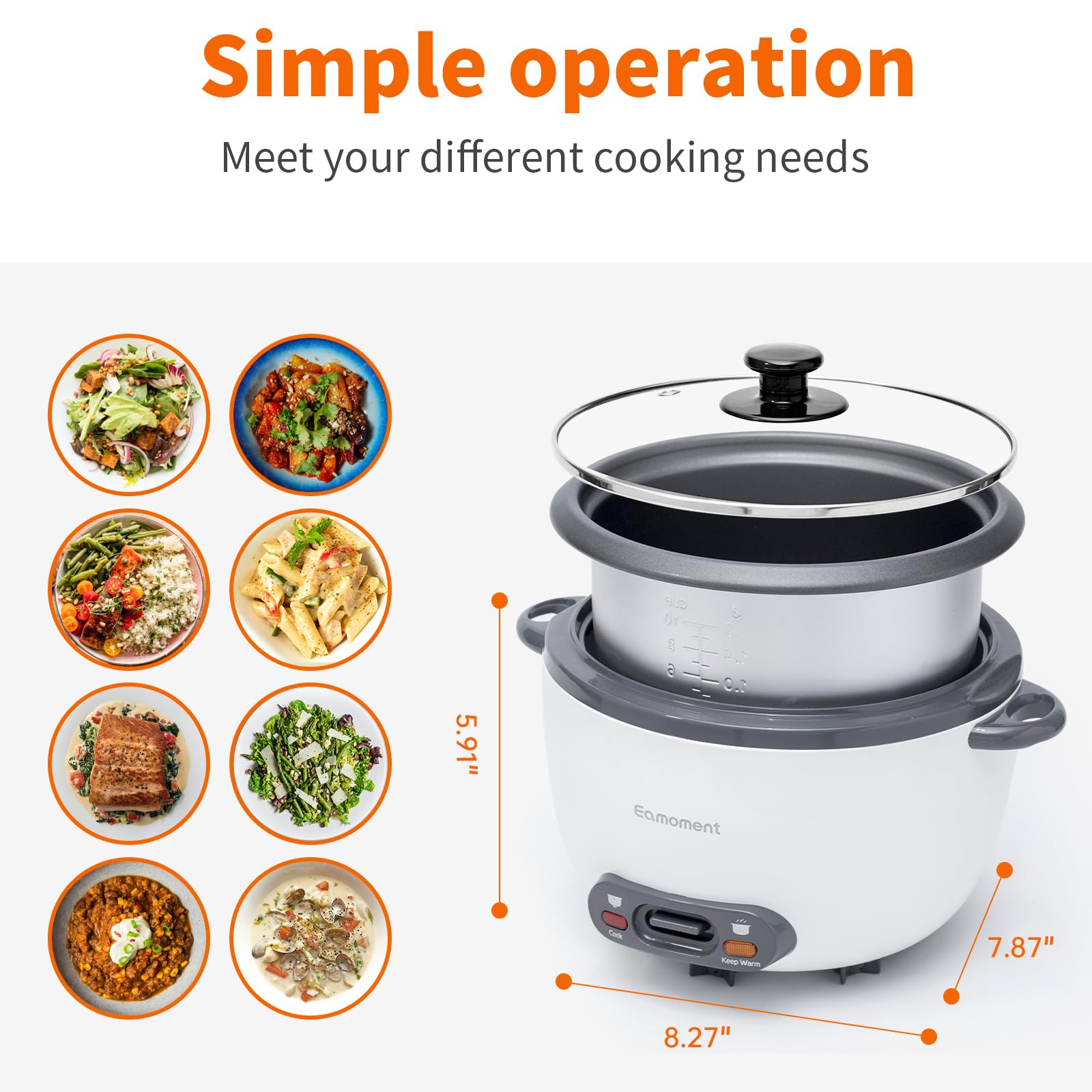 Small Rice Cooker 3 Cup White Portable Cook Rice and Automatic keep-Warm,Non Stick Pot,This Mini Rice Cooker is a Great Gift for College Students