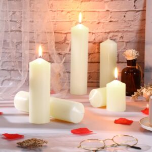 MTLEE Set of 72 Ivory Pillar Candles 2 x 3, 2 x 6, 2 x 8 Inch Smokeless and Dripless Unscented Large Candles Pillar Long Clean Burning Rustic Pillar Candles Set for Wedding Dinner and Home Decor