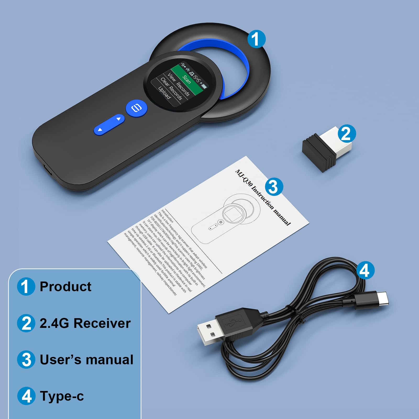 Symcode Bluetooth Pet Microchip Reader Wireless RFID Animal Chip ID Reader Scanner Animal ID Tag Handheld Scanner Animal Tag Reader EMID FDX-B(ISO11784/11785) 134.2KHz/125KHz