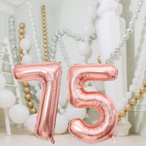 YFHVJTKO 40 Inch Number 52 Foil Balloons 52th Celebration Decorations for Happy 52th Birthday Party Wedding Bridal Shower Engagement Photo Shoot Anniversary Decoration, Number 52 Rose Gold Balloon