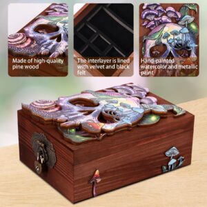 Skull and Nature Hidden Key Wooden Box, Themed Skull Art Hidden Key Box Halloween decryption game props hidden box, Gothic Halloween Horror Props Horror Decoration, Gothic Wooden Keepsake Memory Box