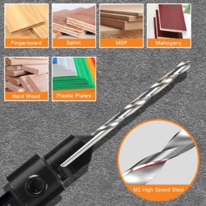 5-pc Woodworking Countersink Counterbore Drill Bit Set 3in1 for #6 8 10 12 16 Screws, M2 Pilot Drill Bits Adjustable Depth, 82-Degree Chamfer with Stop, 1/4” Hex Shank, Includes 2 Allen Wrenches