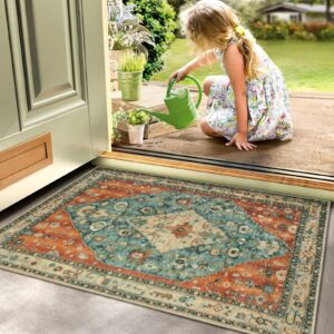 lahome washable indoor doormat, non-slip retro entryway rug 32"x47" floor mat boho retro entry rugs inside house, absorbent low-pile kitchen rugs distressed front door mat welcome mats