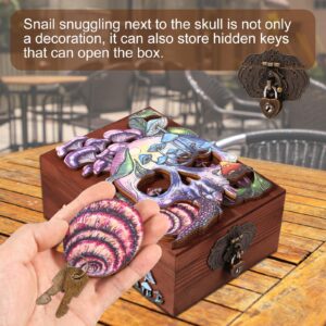 Skull and Nature Hidden Key Wooden Box, Themed Skull Art Hidden Key Box Halloween decryption game props hidden box, Gothic Halloween Horror Props Horror Decoration, Gothic Wooden Keepsake Memory Box