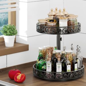 ibedmazie lazy susan organizer 2 tier adjustable height metal spice rack 12 inch large rotating turntable for kitchen countertop dining table cabinet pantry cupboard bathroom storage