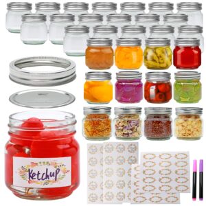 small glass mason jars, 8 oz glass jar with lid 30 pack,half pint canning jars with silver lids,storage pickling jars for jelly, jam, honey, pickles and spice