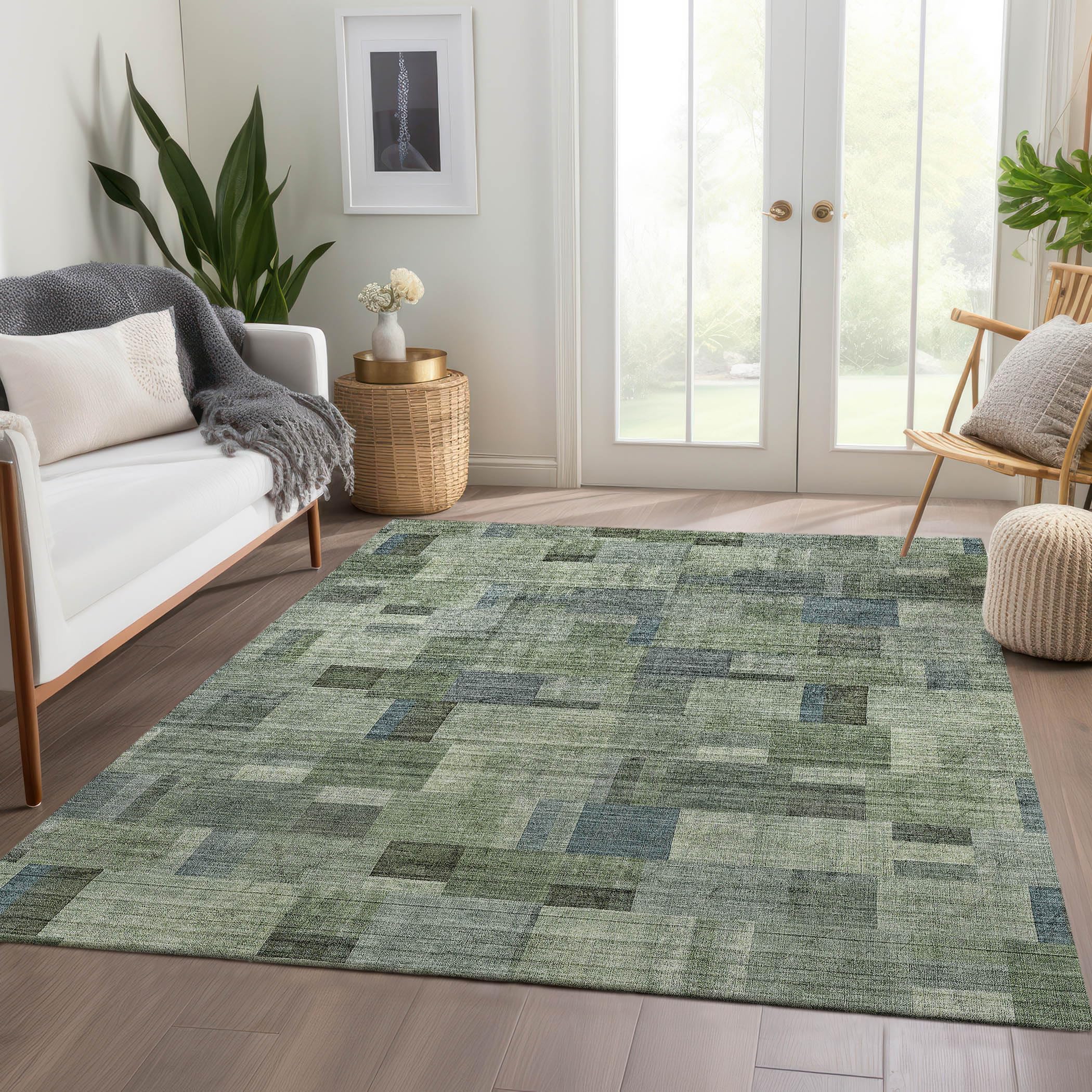 Addison Rugs Chantille ACN639 Green 2'6" x 3'10" Indoor Outdoor Area Rug, Easy Clean, Machine Washable, Non Shedding, Bedroom, Living Room, Dining Room, Kitchen, Patio Rug