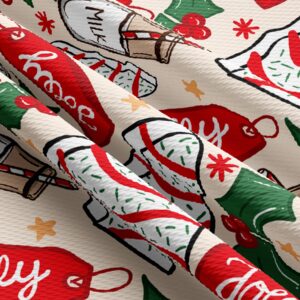 Christmas Bullet Textured Fabric by The Yard Floral Stretch Liverpool - 1 Yard Thick Knit Jersey Fabric for Bows Clothes Sewing (AA898)