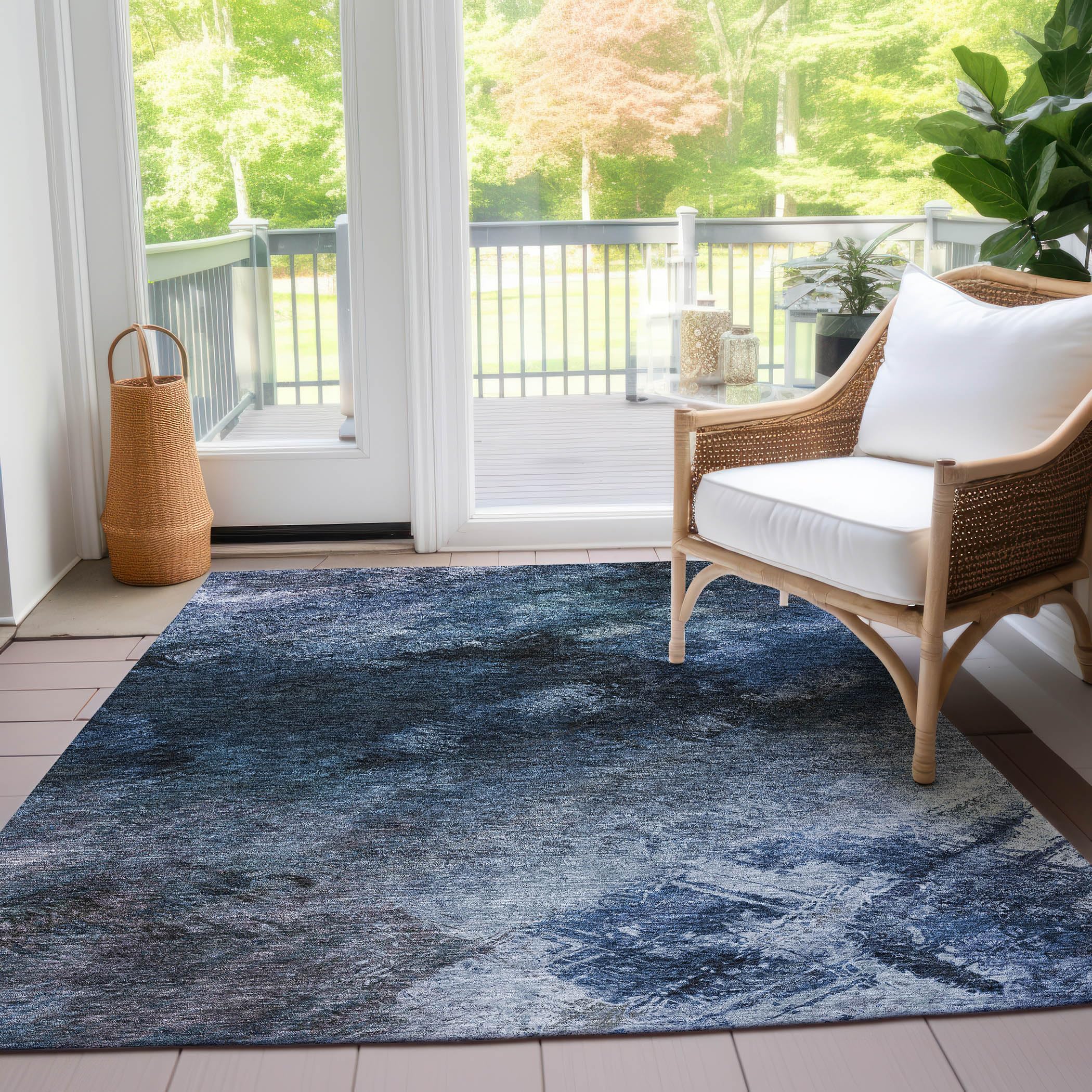 Addison Rugs Chantille ACN590 Blue 8' x 10' Indoor Outdoor Area Rug, Easy Clean, Machine Washable, Non Shedding, Bedroom, Living Room, Dining Room, Kitchen, Patio Rug