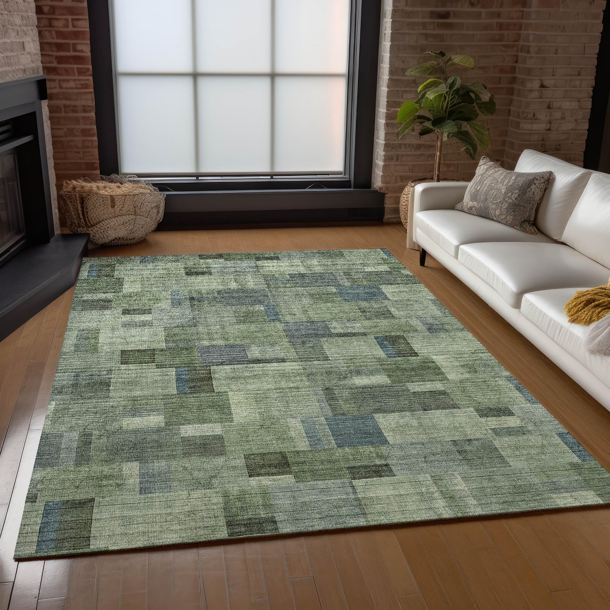 Addison Rugs Chantille ACN639 Green 2'6" x 3'10" Indoor Outdoor Area Rug, Easy Clean, Machine Washable, Non Shedding, Bedroom, Living Room, Dining Room, Kitchen, Patio Rug