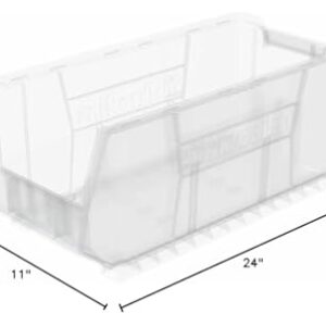 SI Shelving Inc. 24" d x 11" w x 10" h Super-Size Akro Bins Storage Bins, Clear, 4 Count