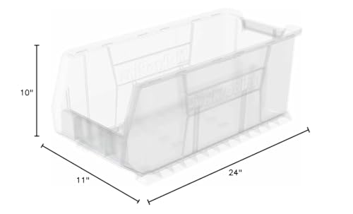 SI Shelving Inc. 24" d x 11" w x 10" h Super-Size Akro Bins Storage Bins, Clear, 4 Count