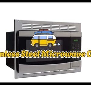 RV Stainless Steel Microwave Oven with Turntable - 1.0 Cu. Ft. Capacity | Includes Trim Kit for Easy Installation & Stylish Finish