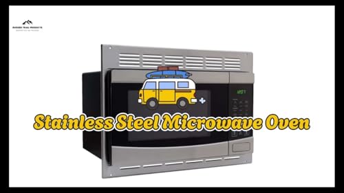 RV Stainless Steel Microwave Oven with Turntable - 1.0 Cu. Ft. Capacity | Includes Trim Kit for Easy Installation & Stylish Finish