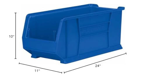 SI Shelving Inc. 24" d x 11" w x 10" h Super-Size Akro Bins Storage Bins, Blue, 4 Count