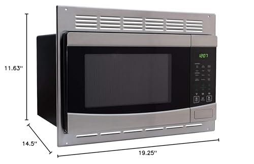 RV Stainless Steel Microwave Oven with Turntable - 1.0 Cu. Ft. Capacity | Includes Trim Kit for Easy Installation & Stylish Finish