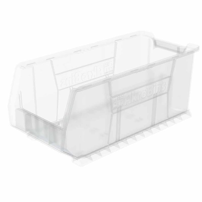 SI Shelving Inc. 24" d x 11" w x 10" h Super-Size Akro Bins Storage Bins, Clear, 4 Count