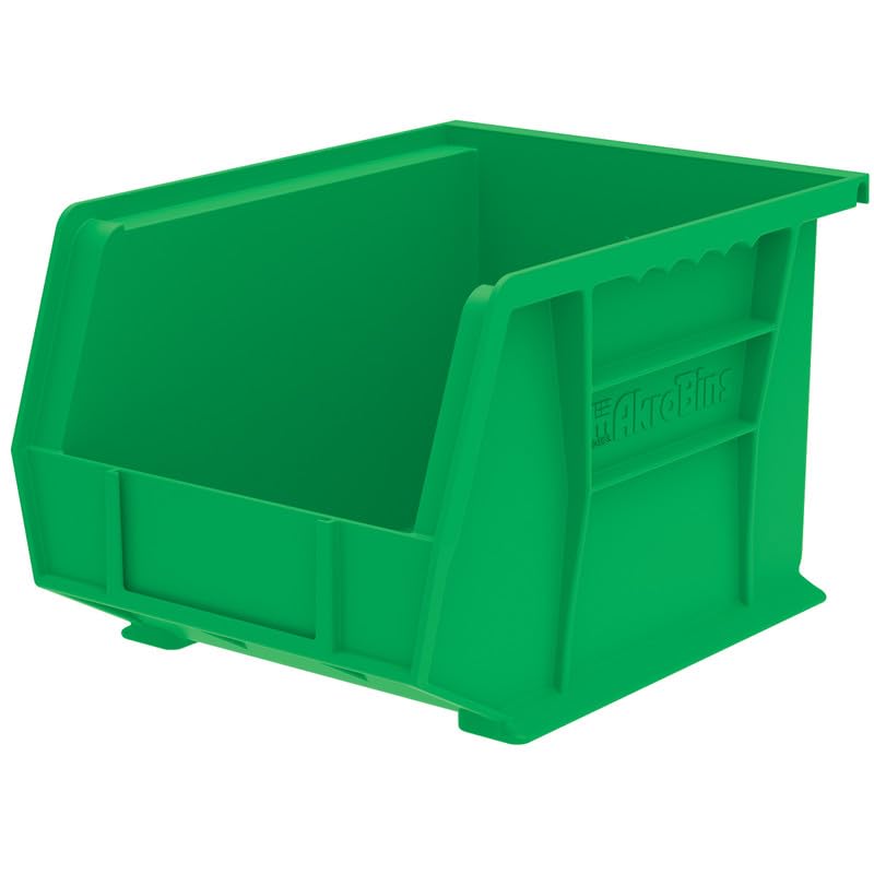 SI Shelving Inc. 10¾"d x 8¼"w x 7" h Akro Bins Stacking Storage Bins, Green, 6 Count